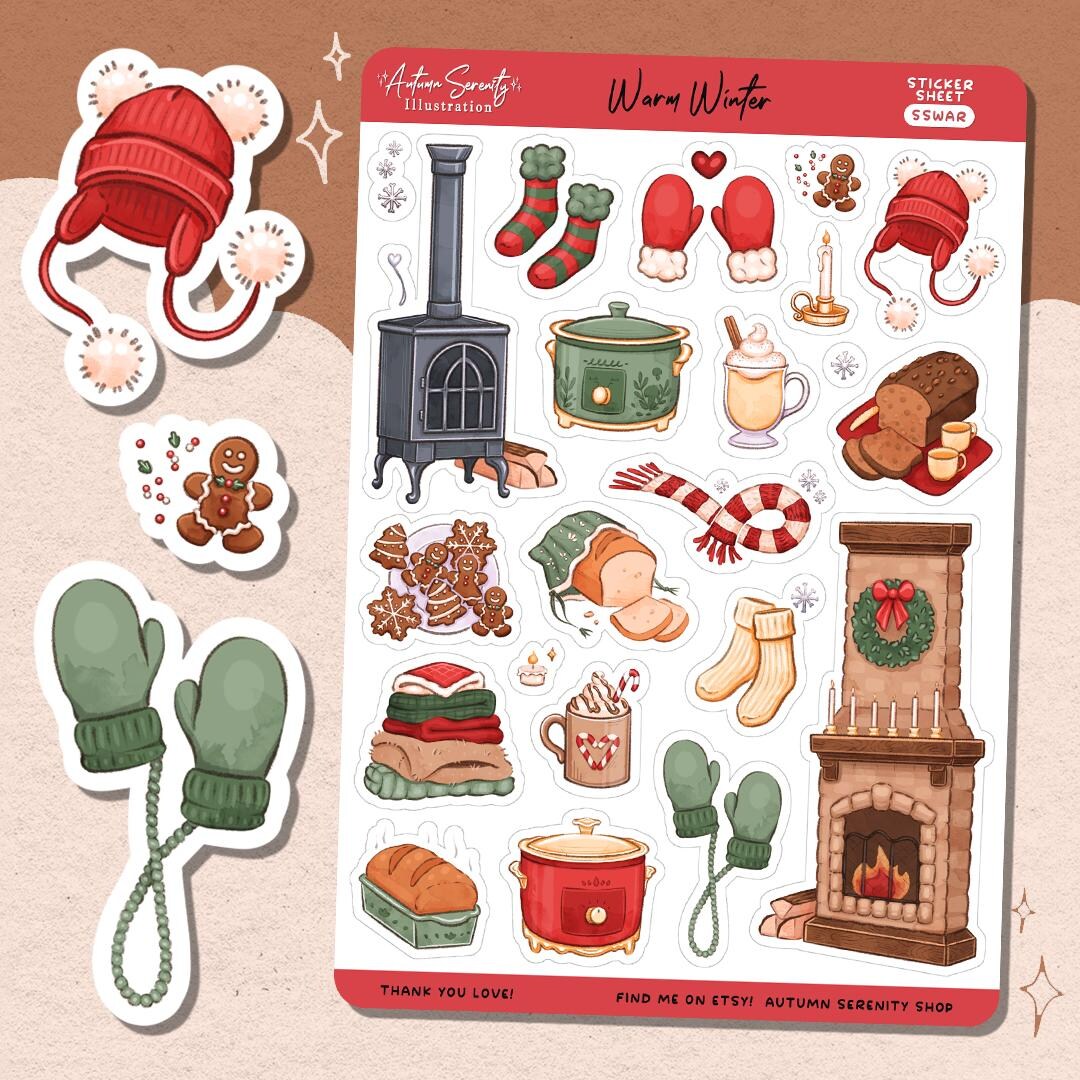 Warm Winter Sticker Sheet, Christmas, Holiday, Winter Inspired ...