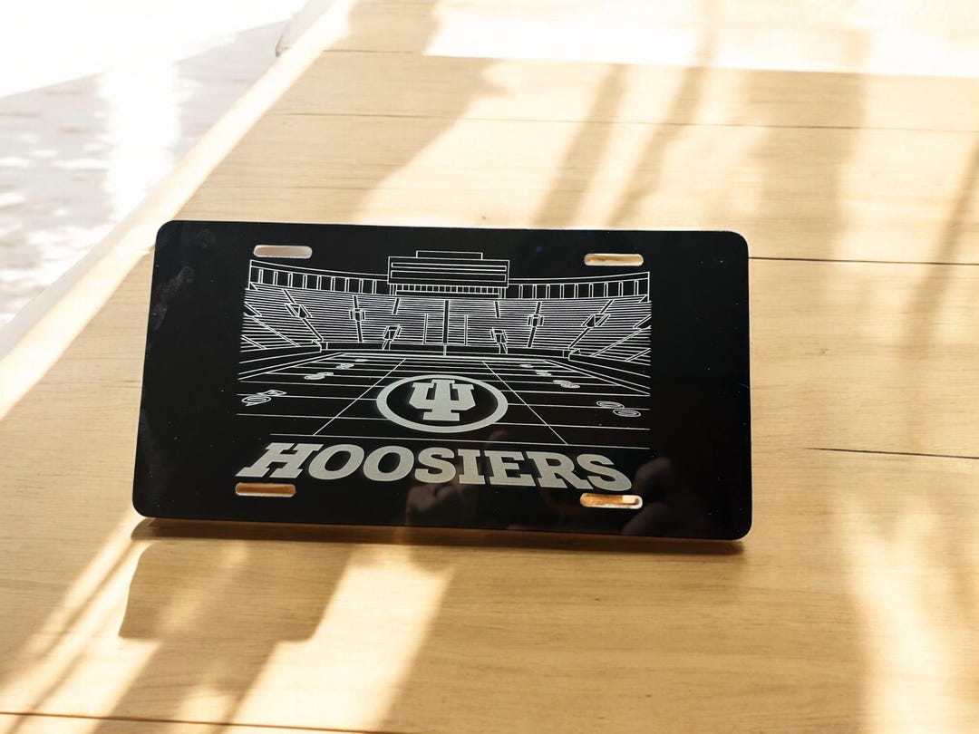 Indiana Hoosiers Laser Engraved License Plate | Memorial Stadium Design ...