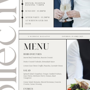 Wedding Magazine Program, DIGITAL Canva Template, Wedding Menu, Seating ...