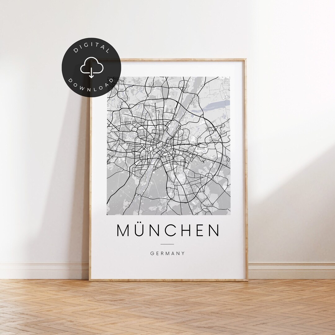 City Map Munich Poster Printable Munich City Map Poster Minimalist ...