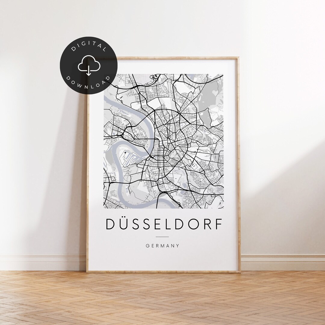 Dusseldorf City Map Poster to Print Out City Map Poster Minimalist ...