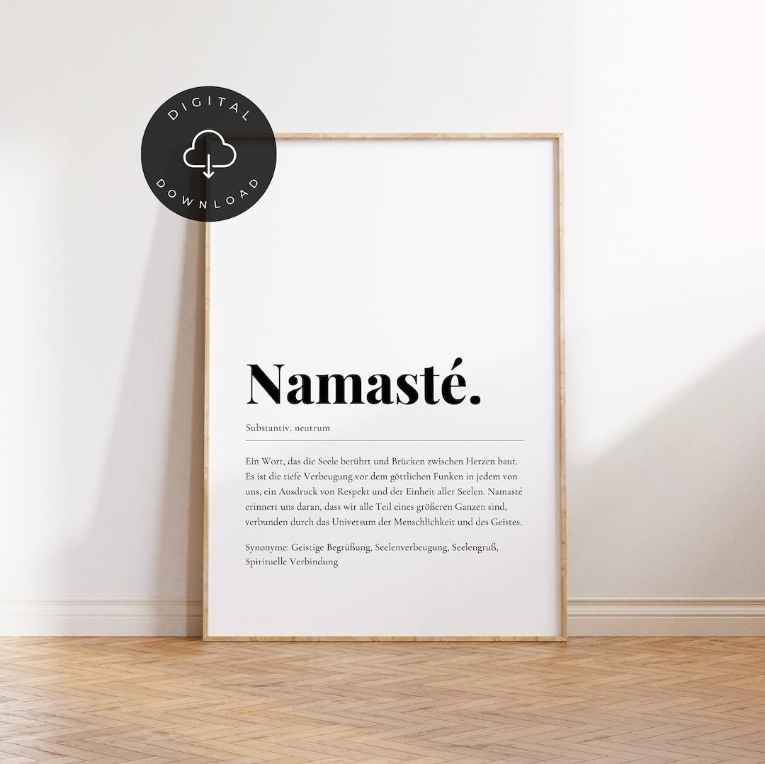 Namaste Definition Poster to Print Spiritual Yoga Poster Namaste ...