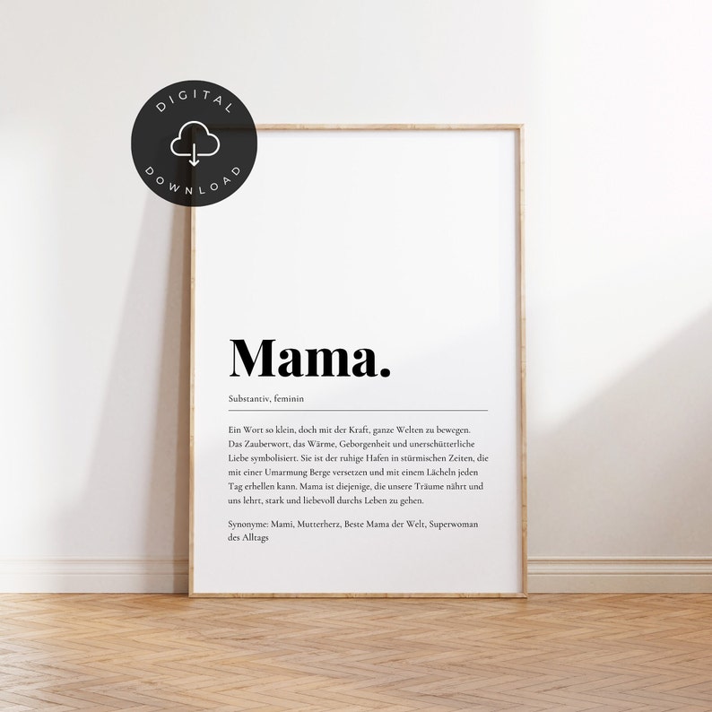 Mama Definition Poster zum Ausdrucken | Geschenk Mama | Bedeutung Mama ...