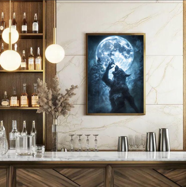 Werewolf Howling Art Print: Folklore Cryptid Poster (digital Download ...