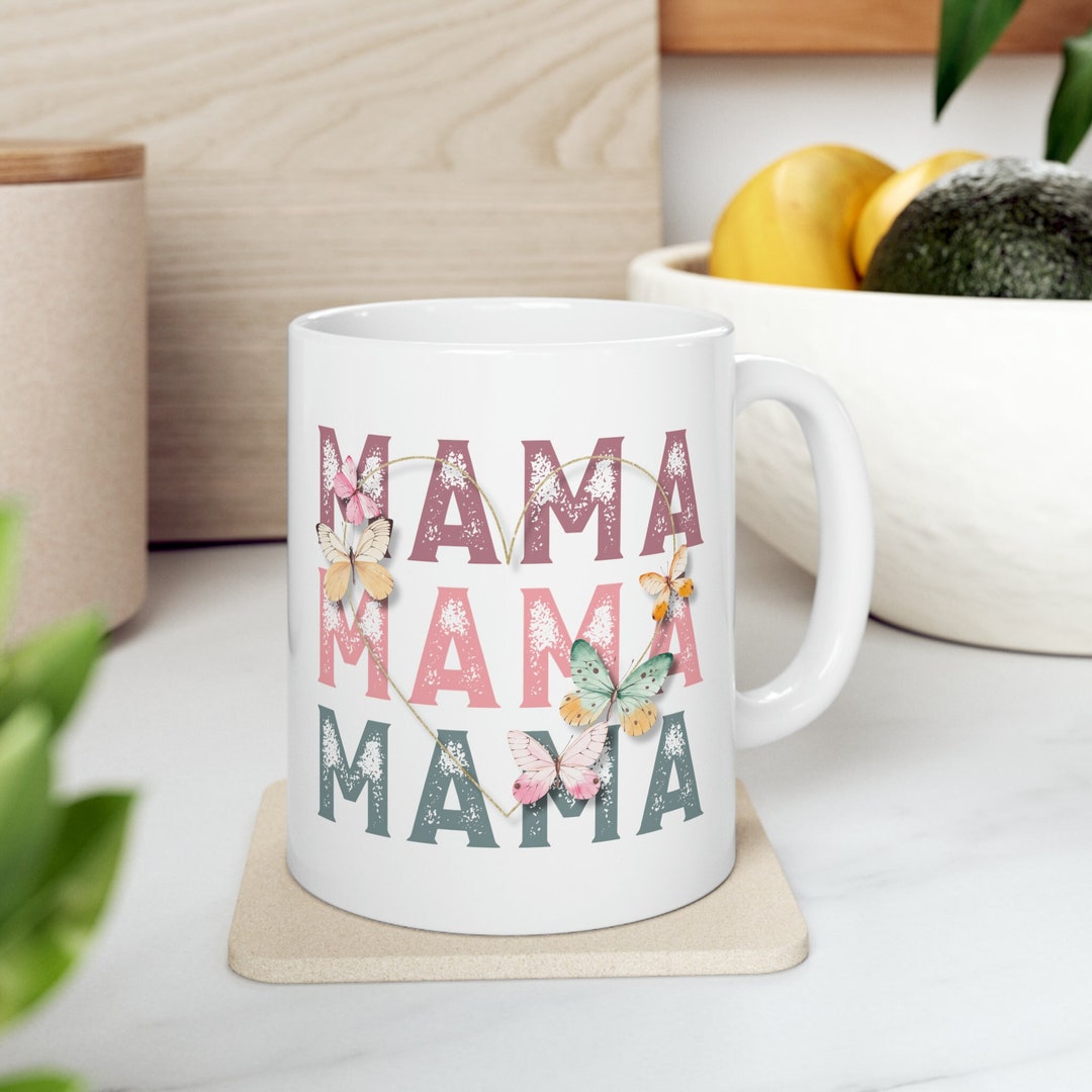 Mothers Day Coffee Mug Mothers Day Gift Mug Heart and Butterflies Mama ...