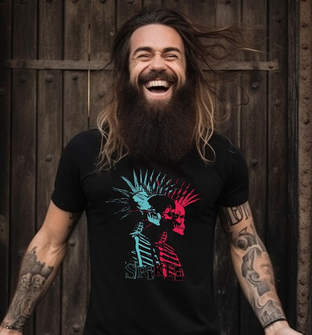 Punk Rock Shirt Spiked Mohawk T-shirt Skeleton Punk Rocker Gift Shirt ...