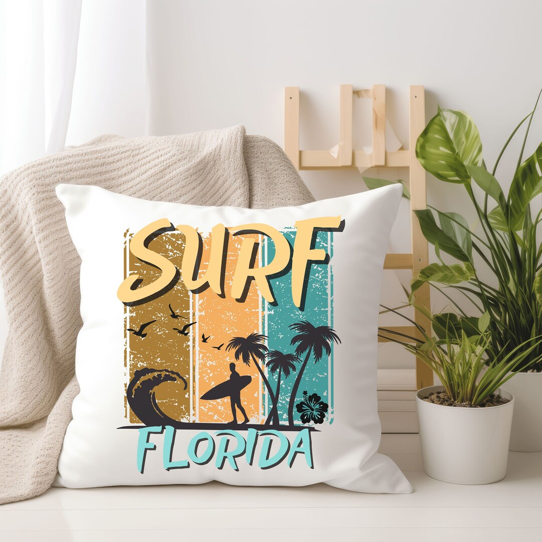 Trendy Pillow Florida Surf Beachy Ocean Vibes Surfer Style Home Decor ...