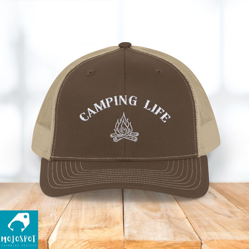 Camping Life Trucker Hat: Campfire Logo, Outdoor Adventure - Etsy