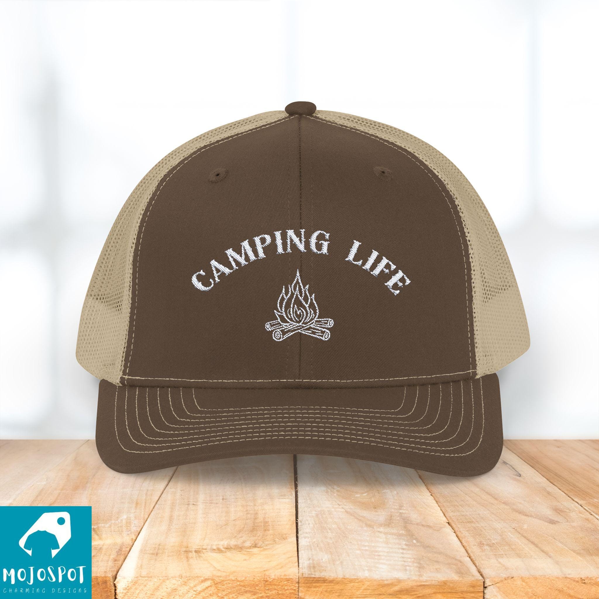 Camping Life Trucker Hat: Campfire Logo, Outdoor Adventure - Etsy