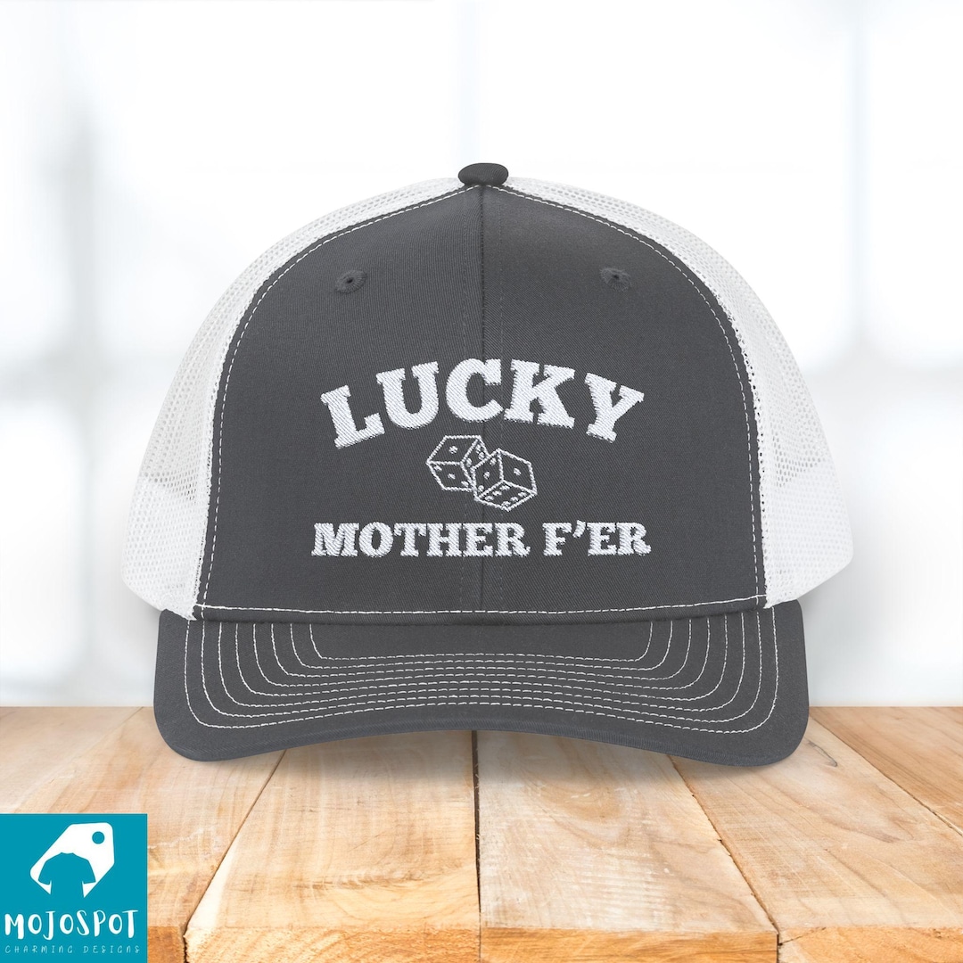 Lucky Trucker Hat Snake Eyes Dice Gambling Hat Embroidered Cap for ...