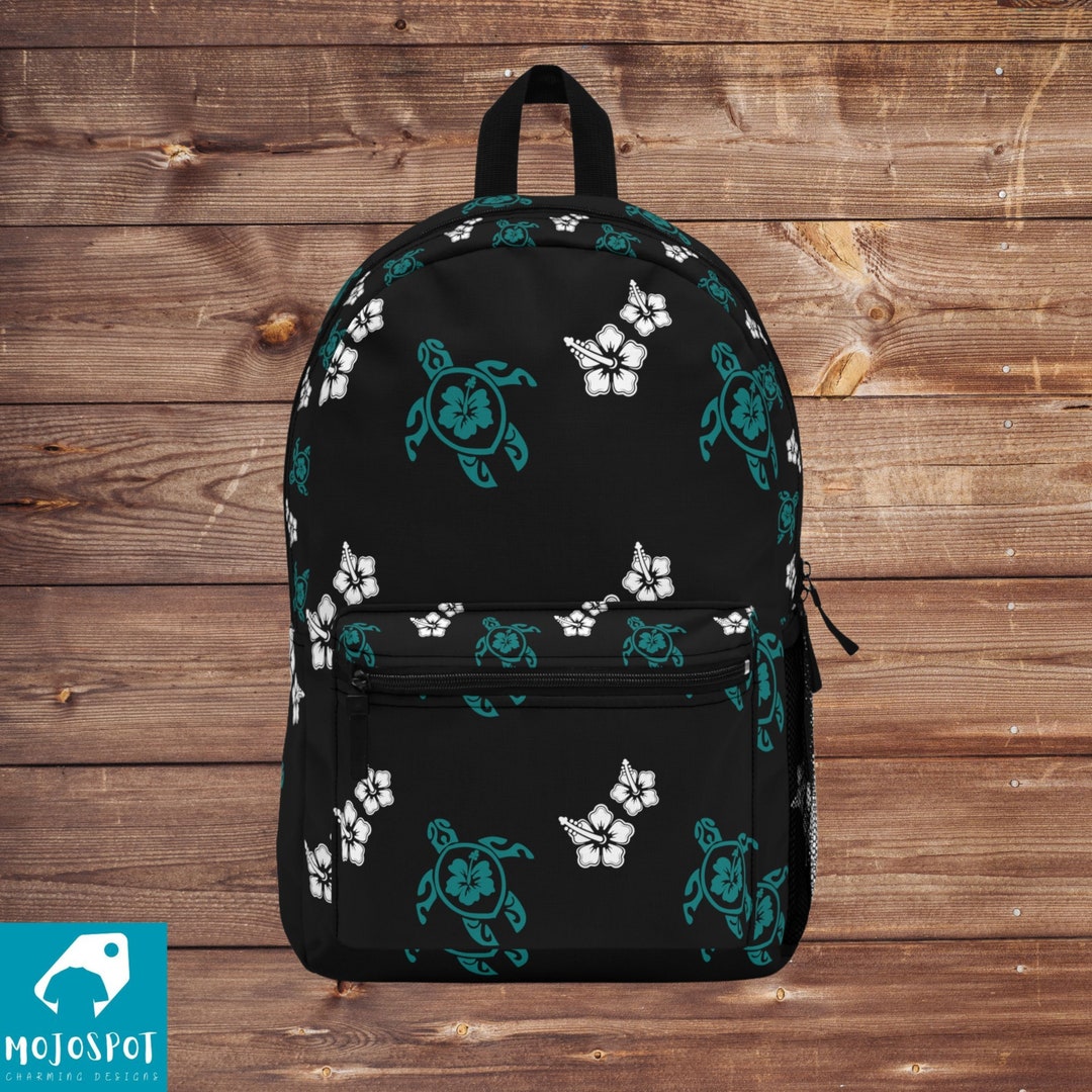 Sea Turtle Hibiscus Flower Backpack, Bookbag, Nature Lover Gift, Turtle ...