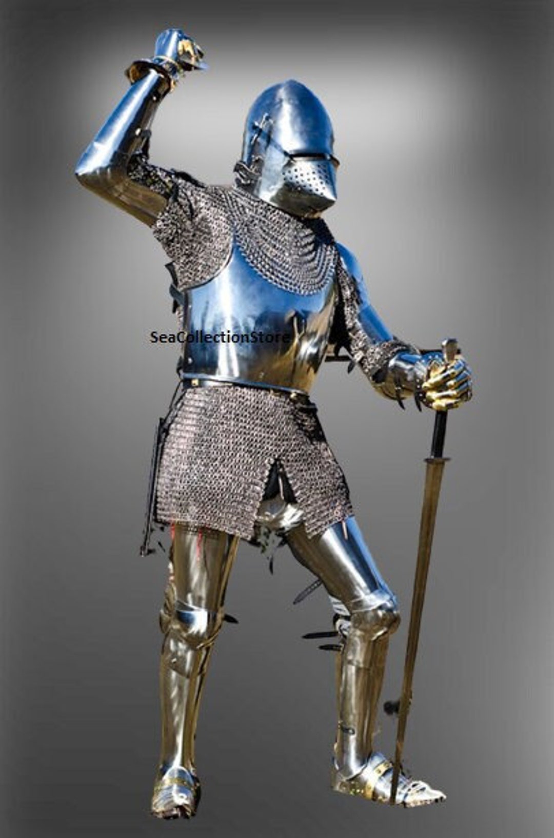 Medieval Knight Pig Face Armor Suit With Chainmail Combat Full Body ...
