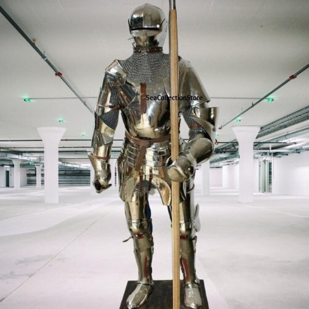 Medieval Knight Gothic Armour Suit With Axe Spears Battle Warrior Full ...