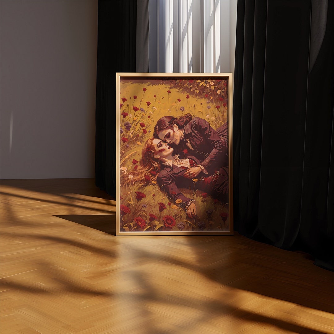 Queer Gothic Vampires Wall Art Halloween Art, Goth Sapphic Print ...