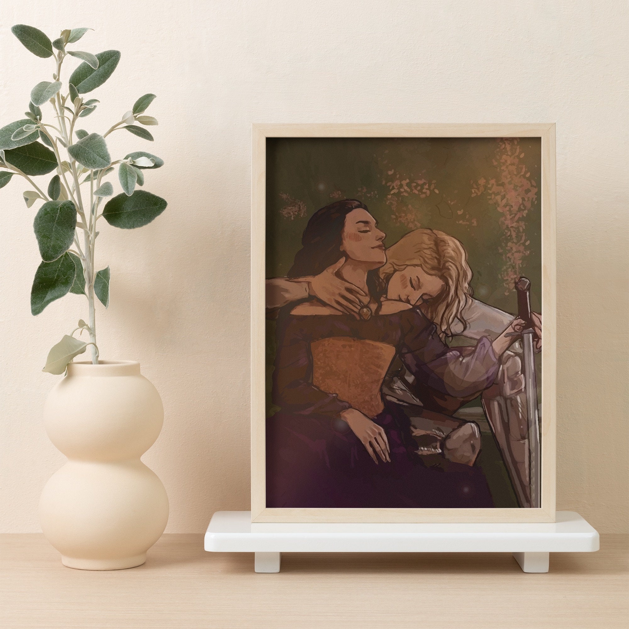 Sapphic Fantasy Couple Wall Art Lesbian Print Wlw Romantic Queer