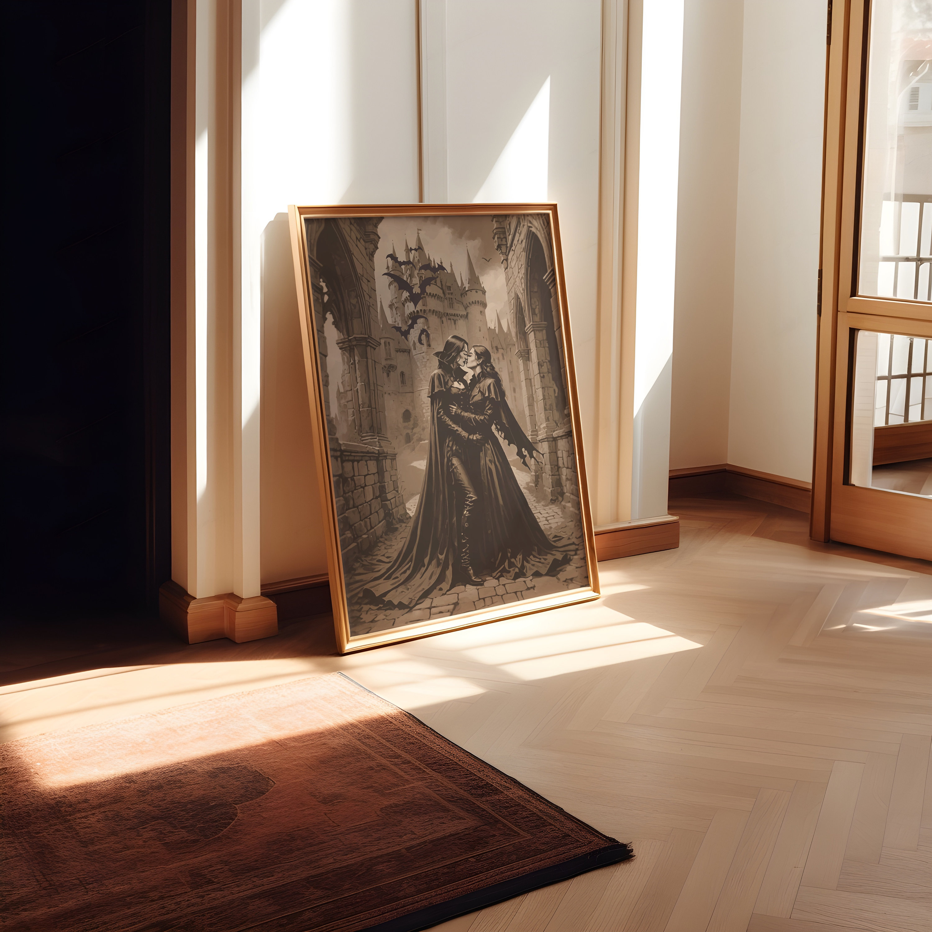 Gothic Sapphic Vampire Kiss Art Print - LGBTQ WLW Halloween Decor - Etsy