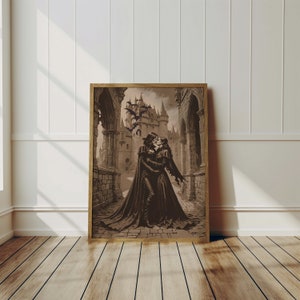 Gothic Sapphic Vampire Kiss Art Print - LGBTQ WLW Halloween Decor - Etsy