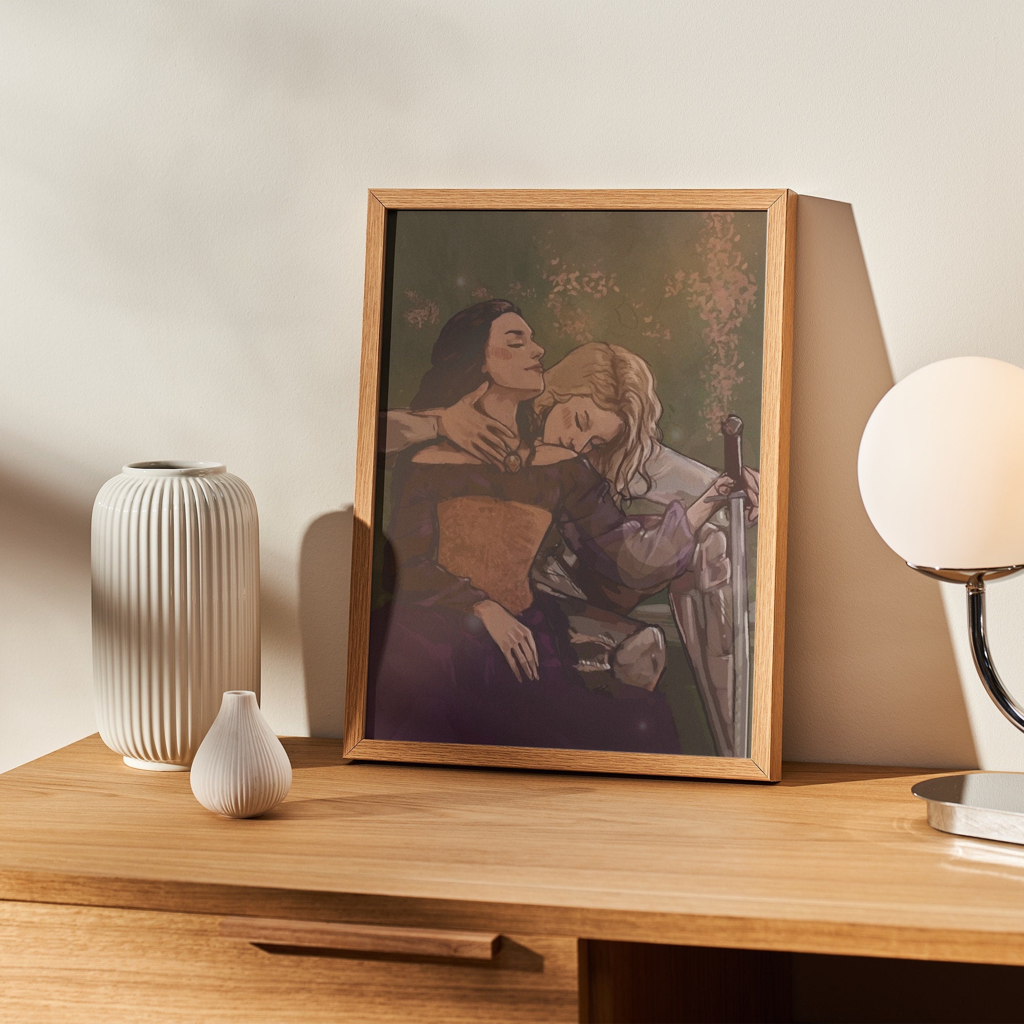 Sapphic Fantasy Couple Wall Art Lesbian Print Wlw Romantic Queer
