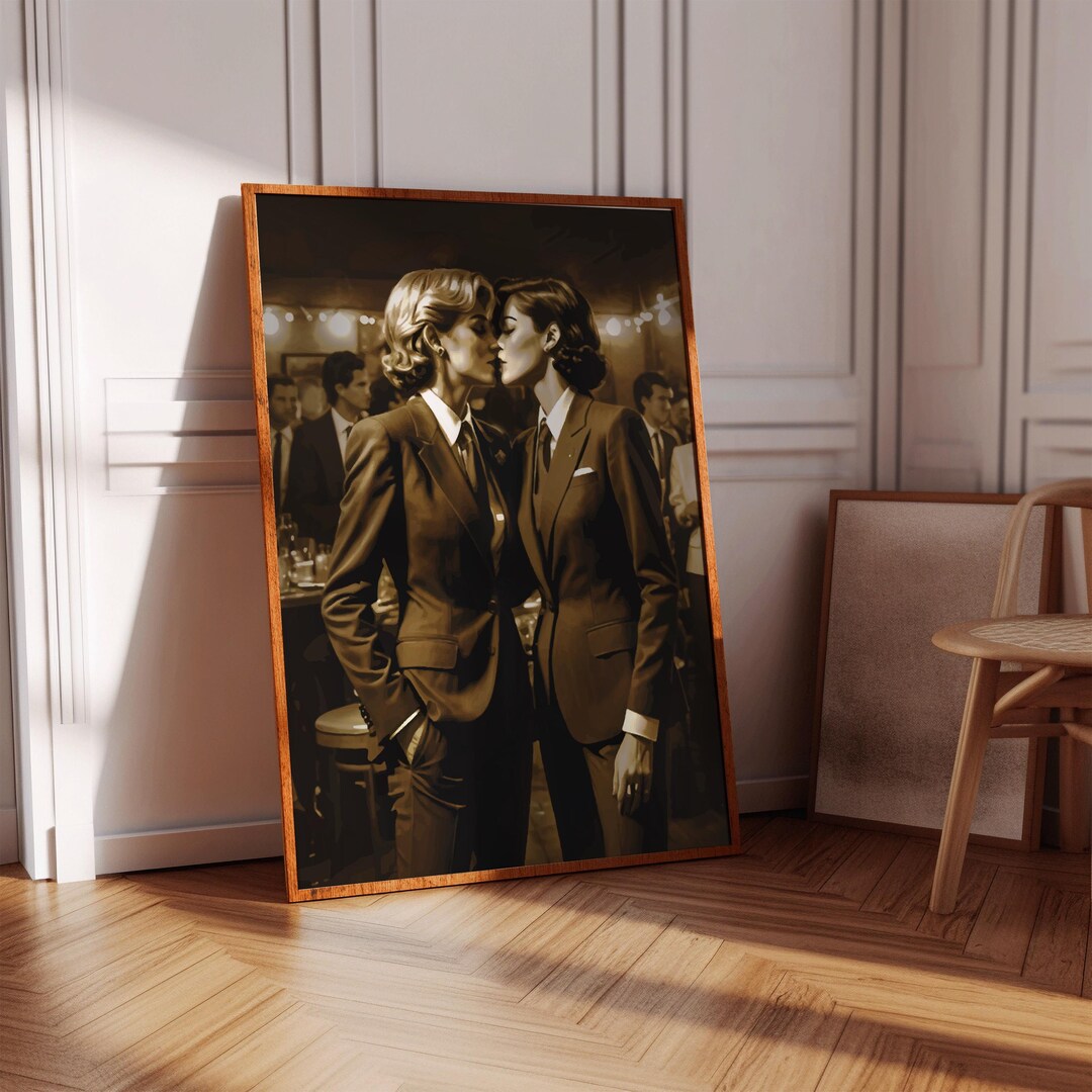 Vintage Lesbian Couple Art Print: Retro Queer Party Poster - Etsy