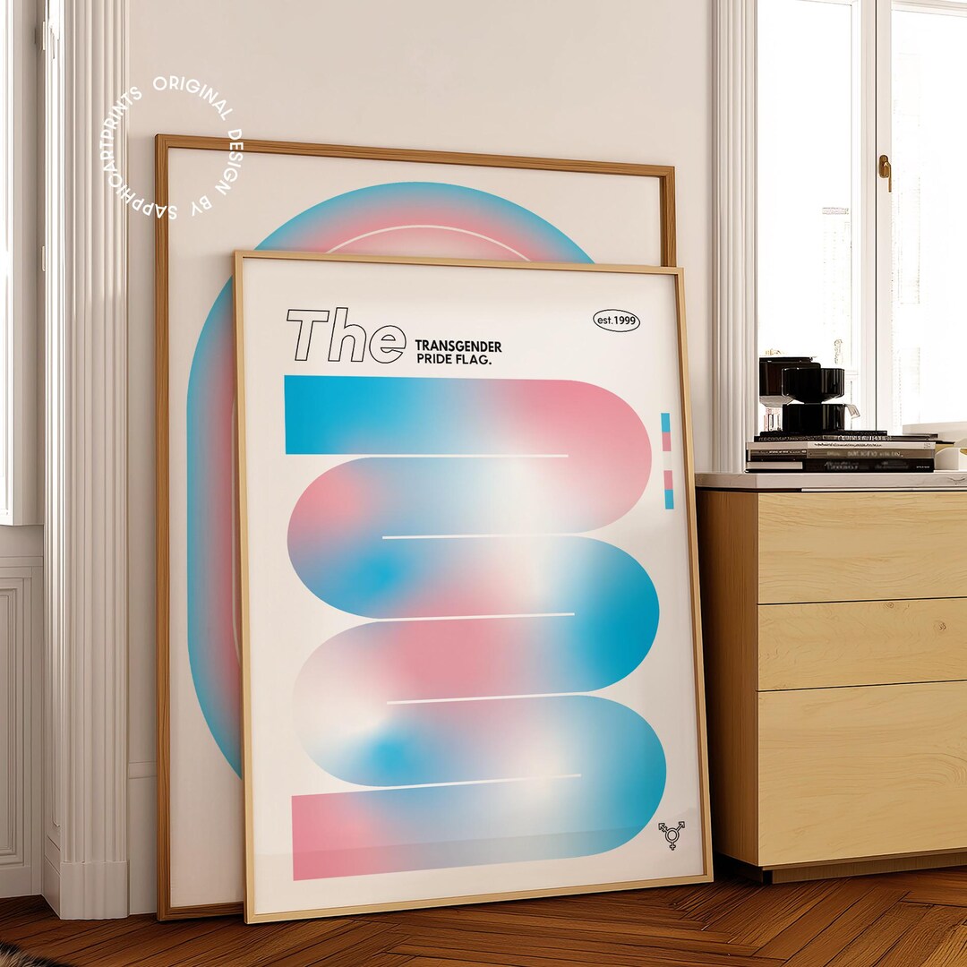 The Transgender Pride Flag Retro Design Print - Pride Month Wall Decor ...