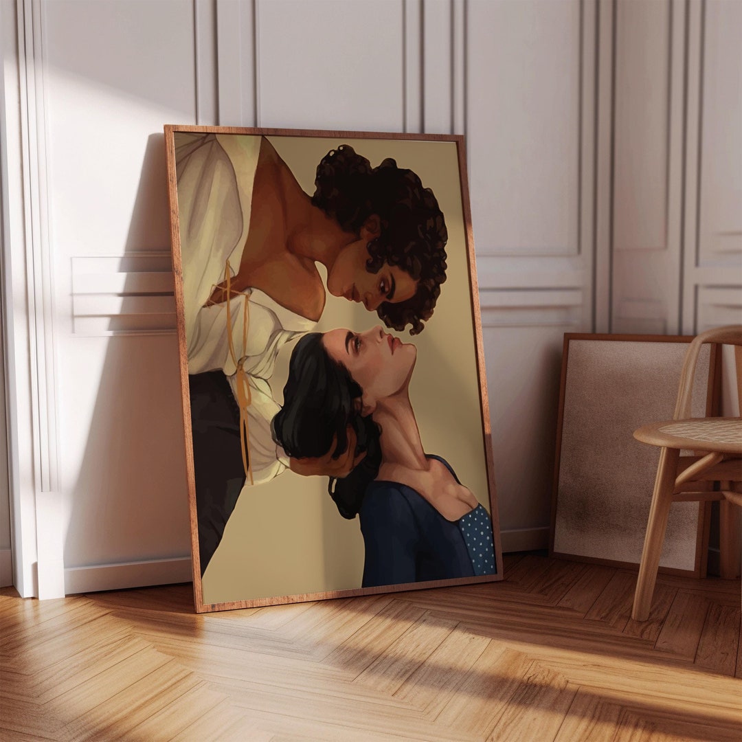 Sapphic Couple Art Print: Retro Lesbian Poster, Romantic Wlw - Etsy