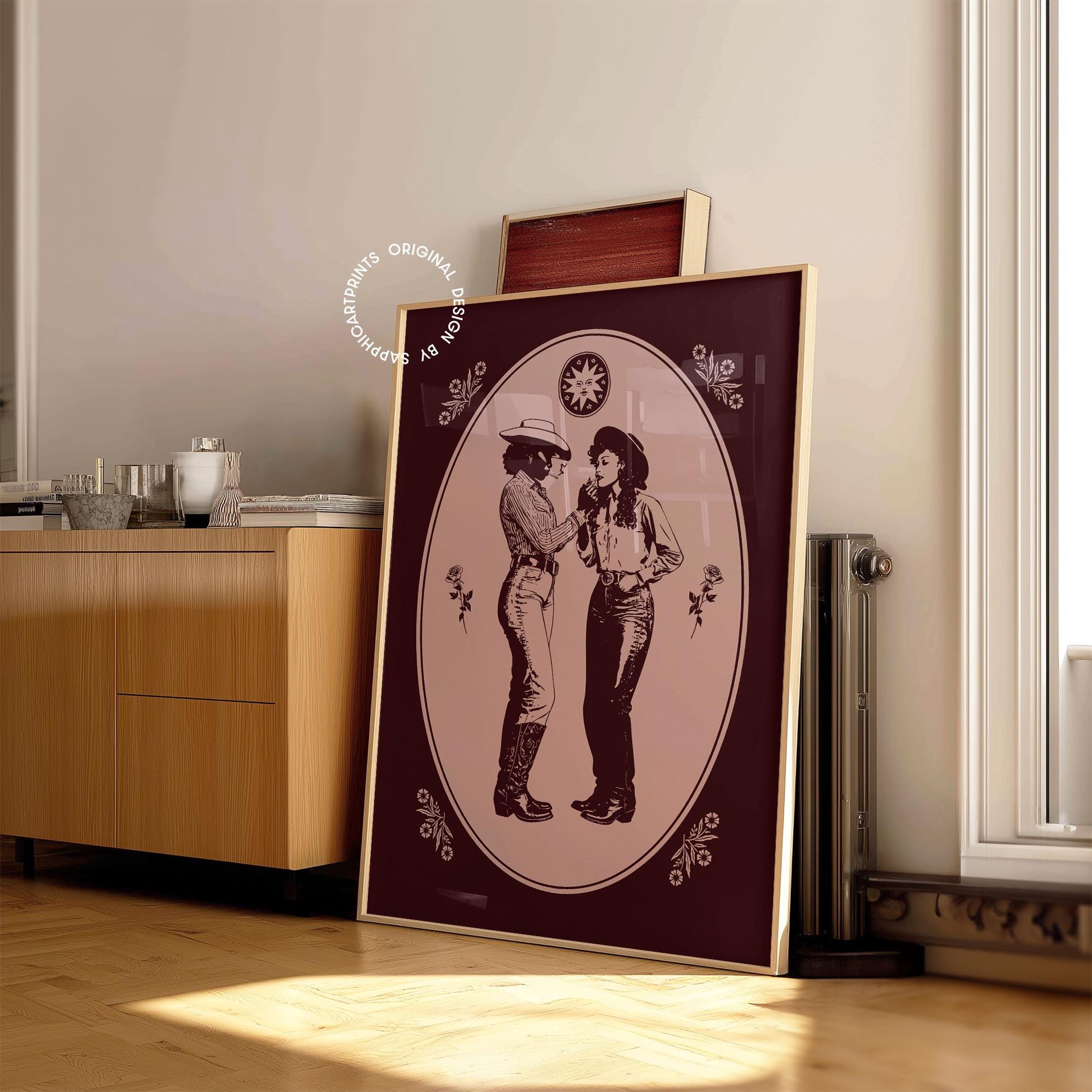 Sapphic Cowgirls Art Print Queer Lesbian Western Decor Etsy