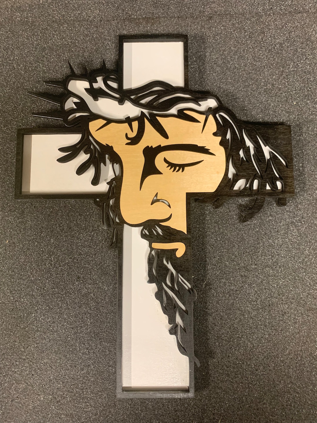Multi-layered Wooden Cross With Jesus' Face - Etsy