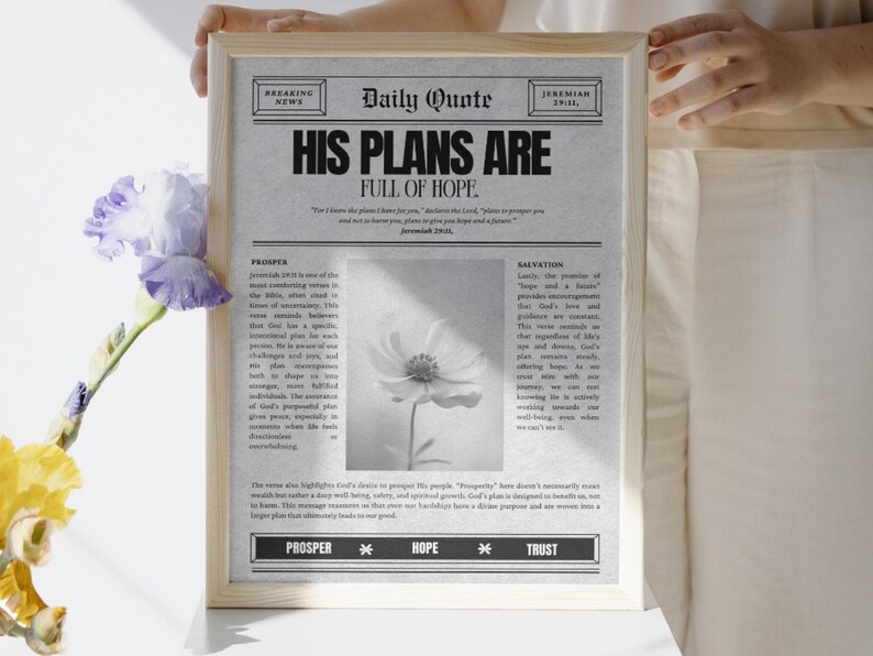 Christian Wall Art Minimalistic Bold Printable Posters Old Newspaper ...