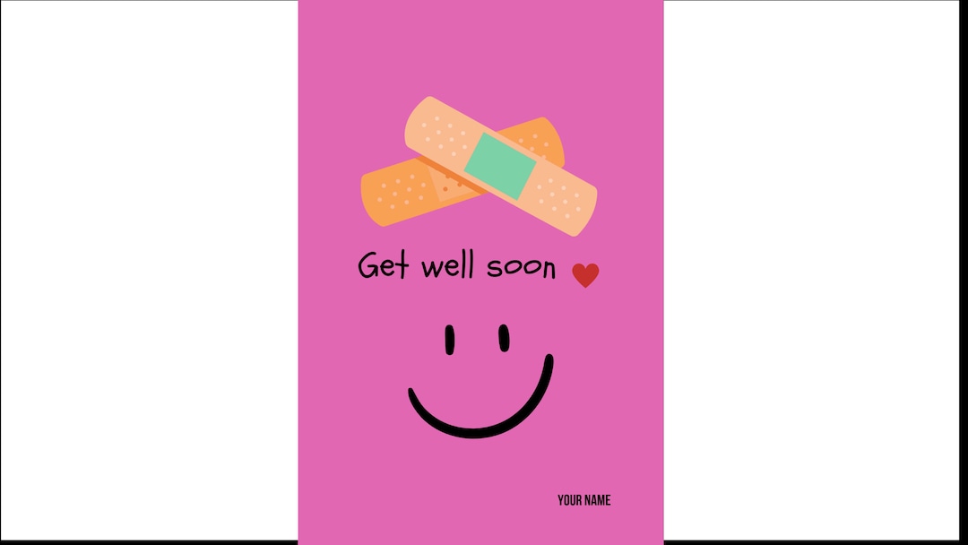Simple Get Well Soon Card Pink - Etsy