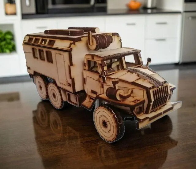 Ural Truck 3D Puzzle With Assembly Instructions, Vector File Decoration ...