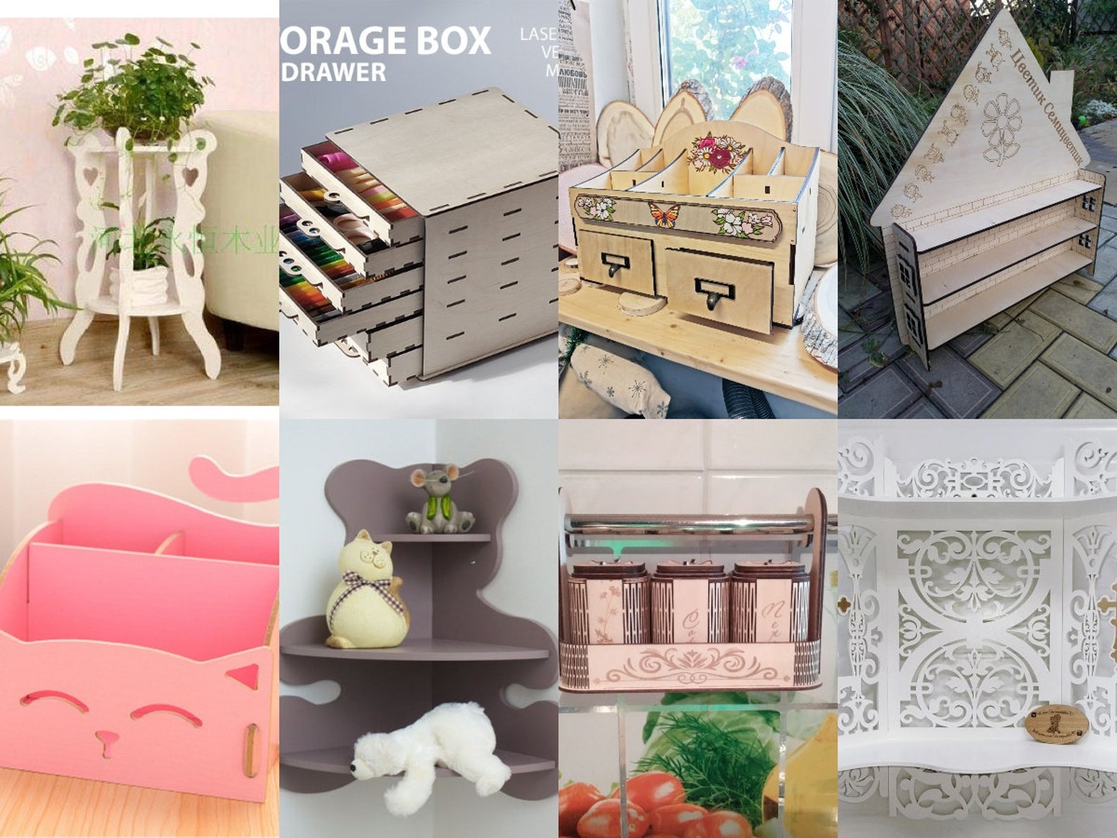 55 Wooden Shelf Rack Storage Svg Files for Laser Cut, Wooden Rack ...