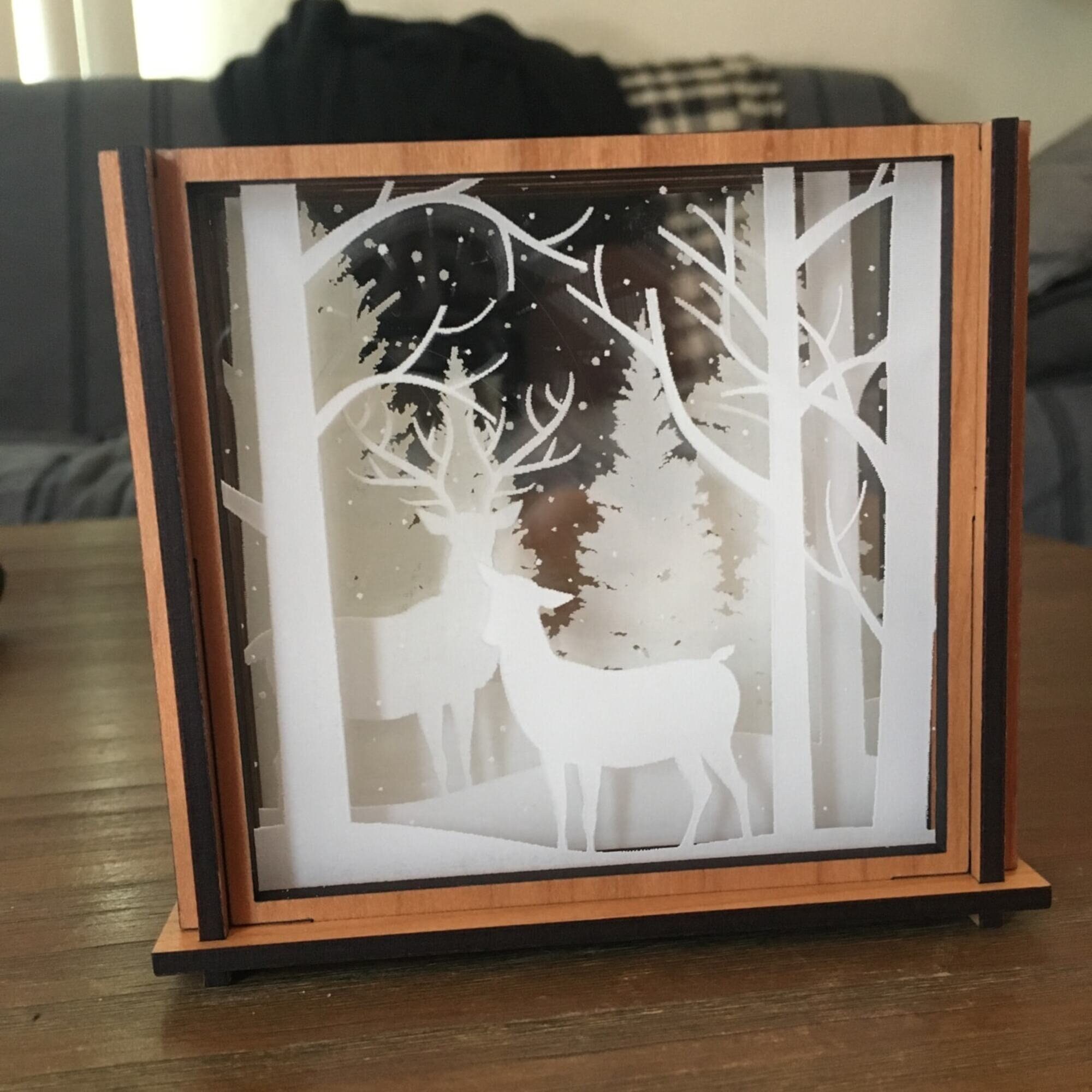 Laser Cut Shadowbox Acrylic Coasters SVG, Winter Scene Shadowbox ...