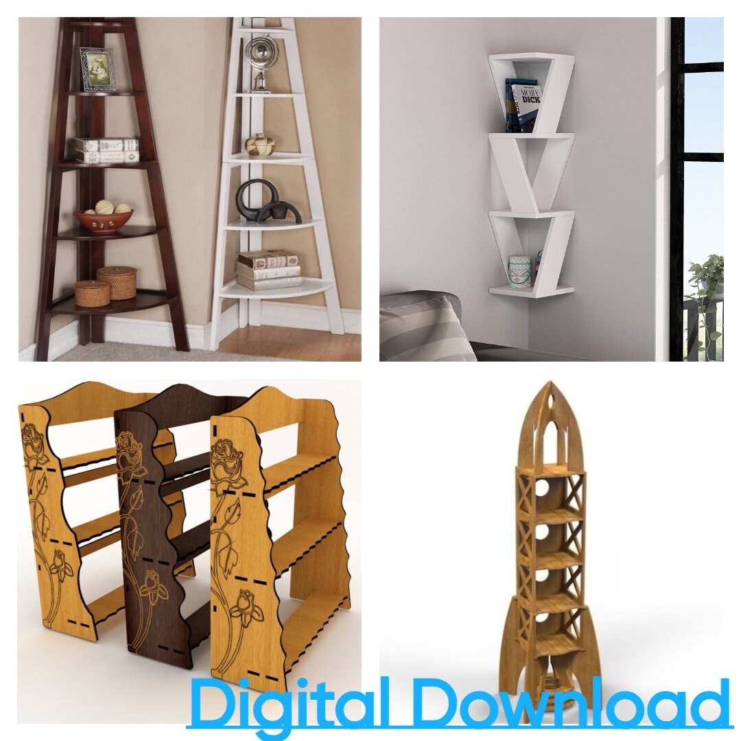 55 Wooden Shelf Rack Storage Svg Files for Laser Cut, Wooden Rack ...