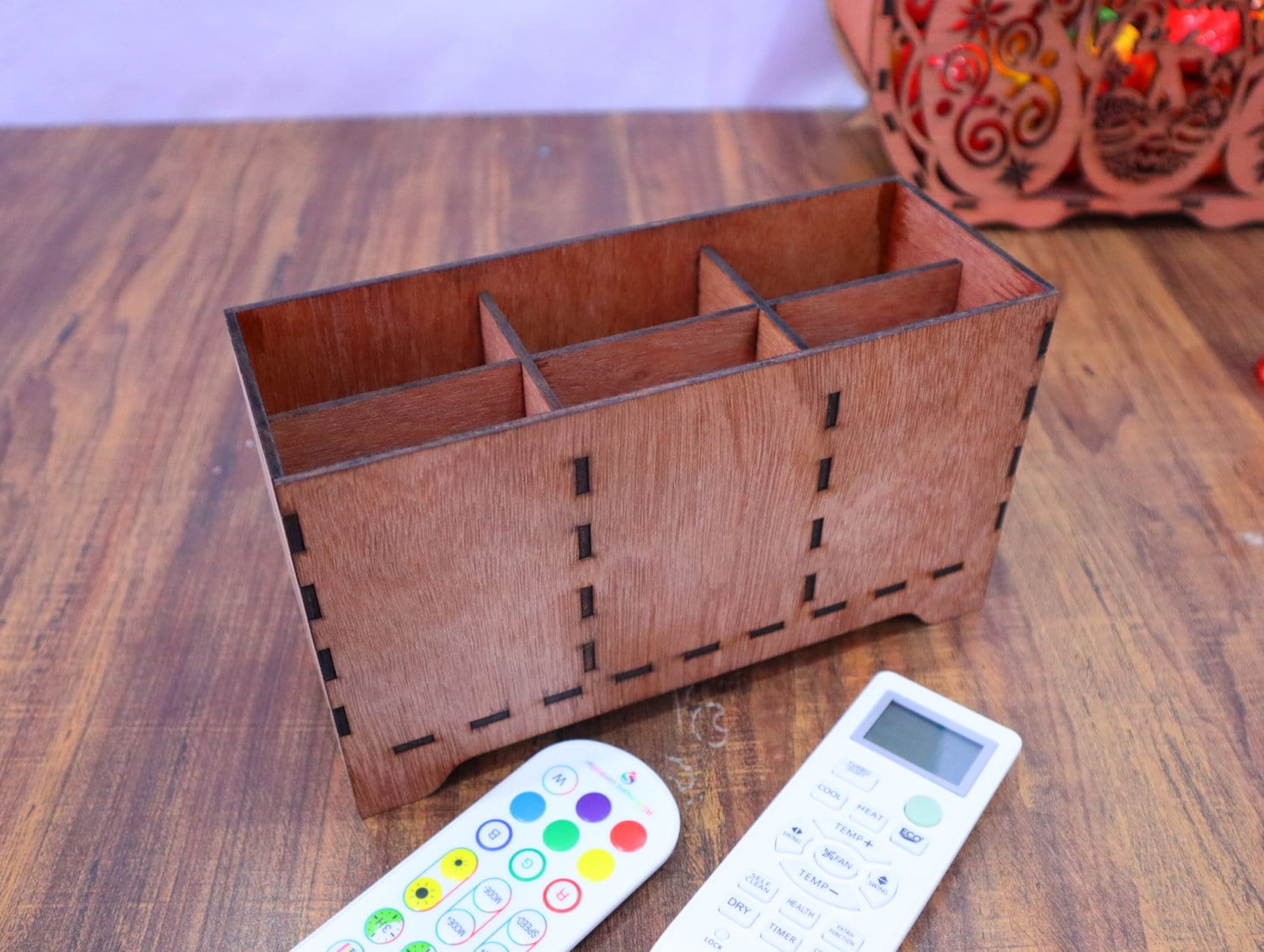Laser Cut Wooden Remote Control Holder With 6 Compartments 3mm CDR File ...