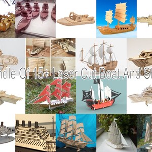 15 Laser Cut Ships and Boats Pack Vector Dxf, Laser Cut Ship Cdr Cnc 3d ...