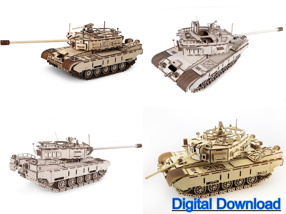 Laser Cut Wooden Tank 3D Puzzle DXF SVG CDR Vector Files-3d puzzle-cnc ...