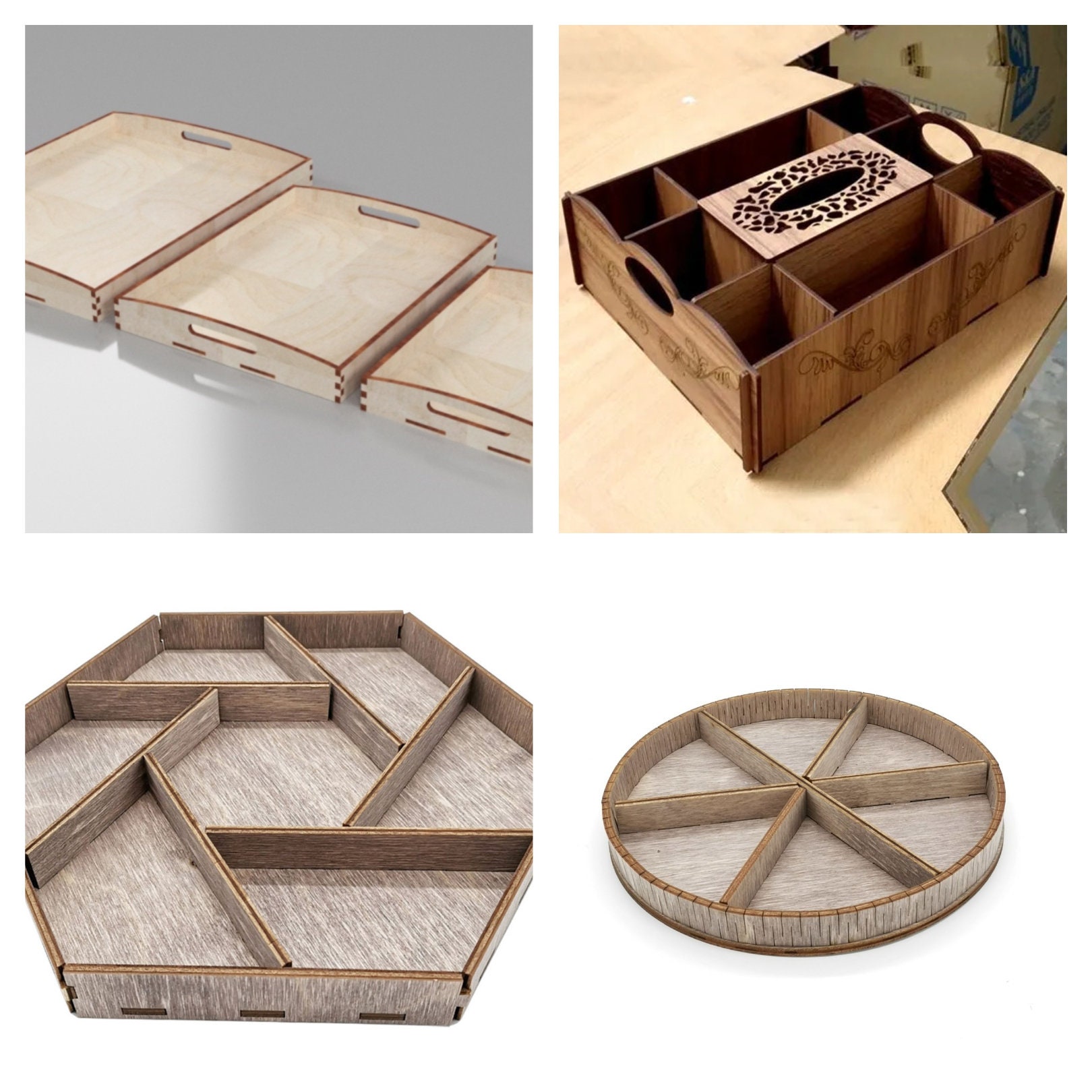 Bundle of 38 Wooden and Acrylic Tray Svg Files for Laser Cut, Wooden ...