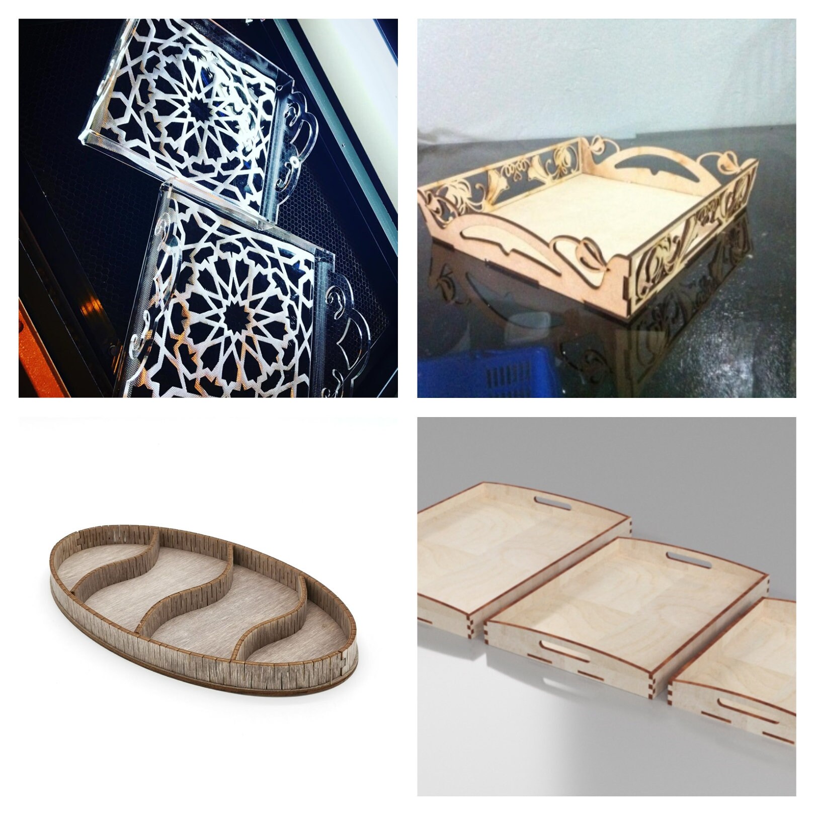 Bundle of 38 Wooden and Acrylic Tray Svg Files for Laser Cut, Wooden ...