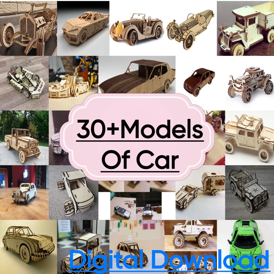 30 Car Model Laser Cut File, SVJ and CDR, 3d Puzzle File, Digital ...