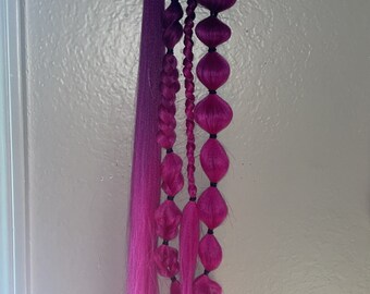 2X Purple Pink Ombré Festival Braid Hair Extension tie or Clip-on - Etsy