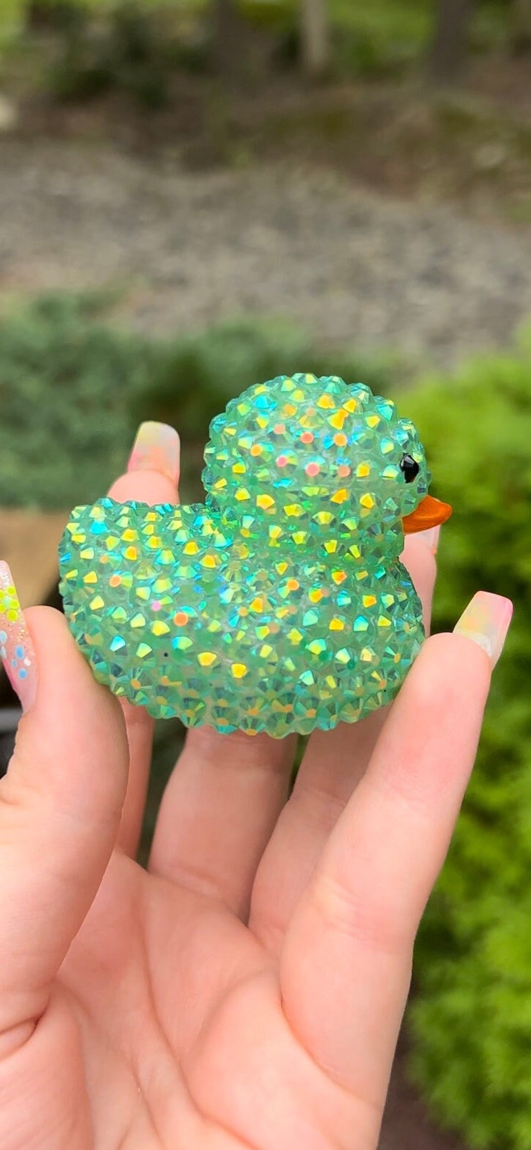 Green Rhinestone Gem Bling Rubber Ducks - Cruising Duck, Bingo Lucky ...
