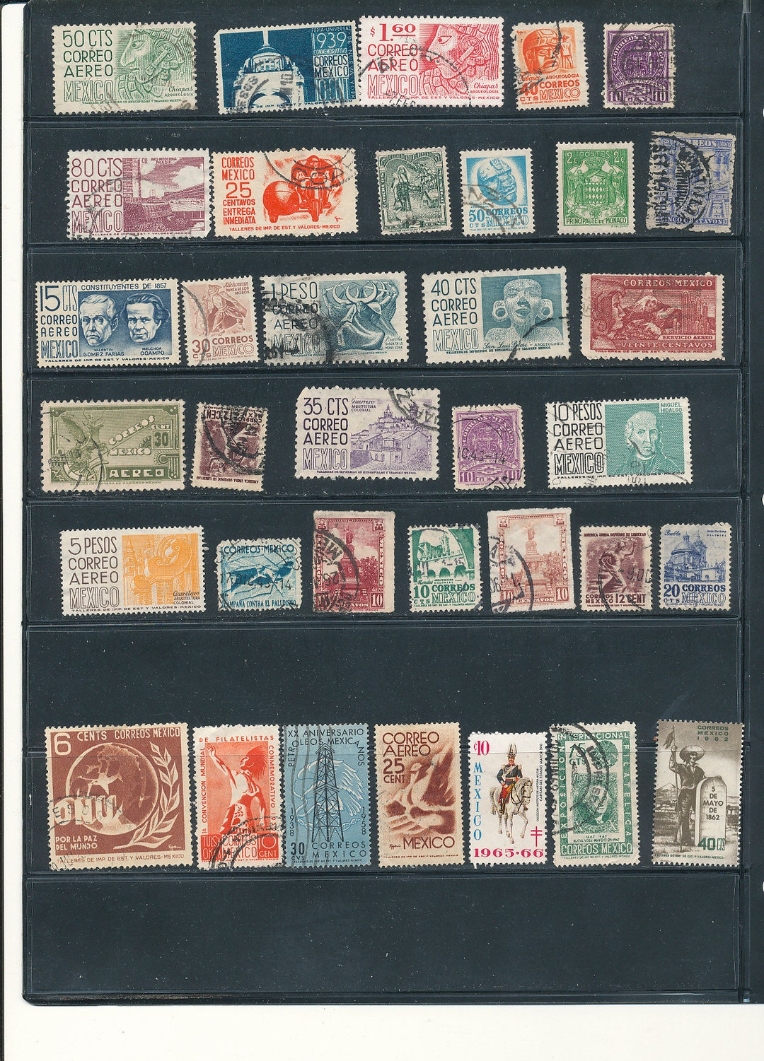 35 Mexican Used Postage Stamps Great for New Collectors Scrapbooking ...