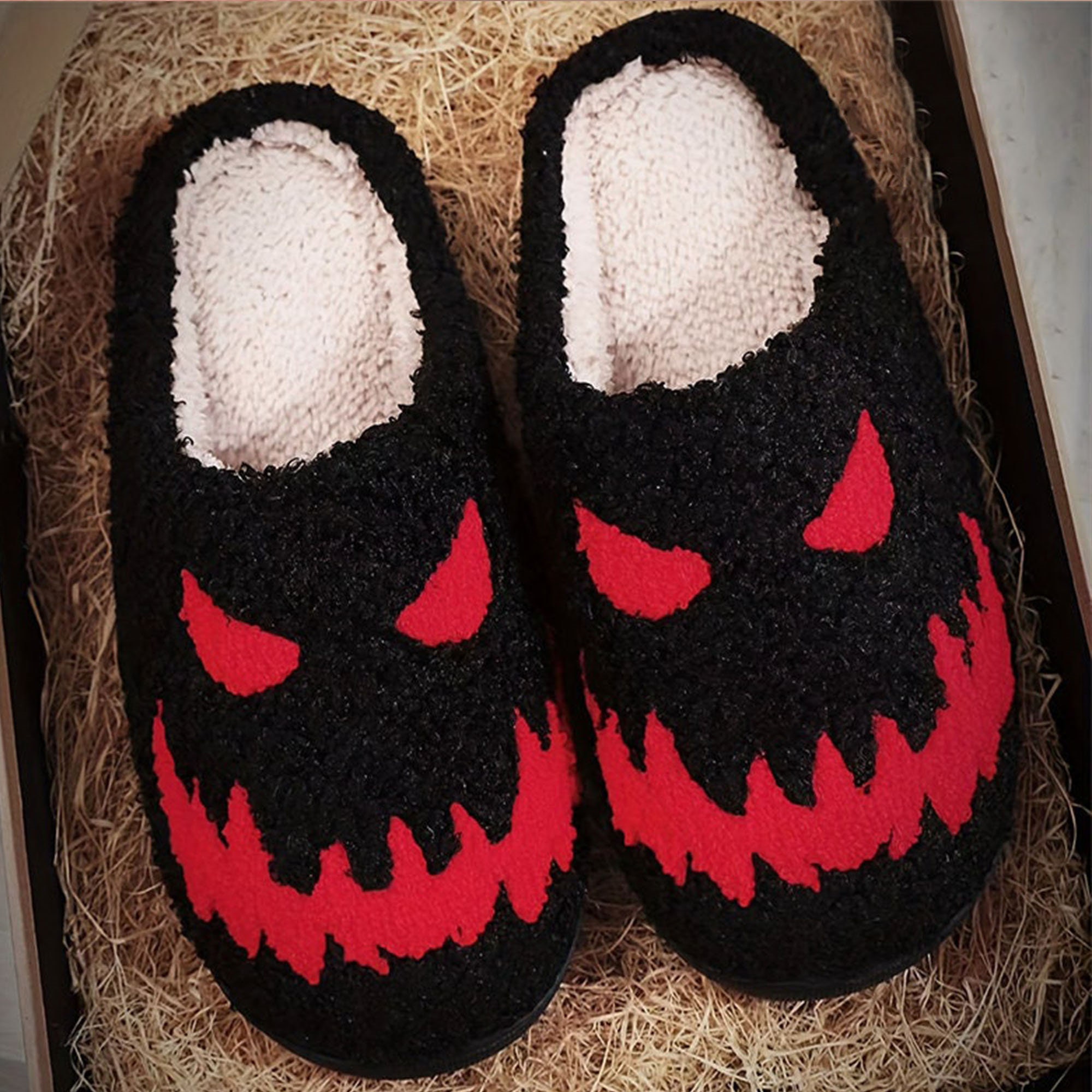 Draven Skull Fuzzy Slippers
