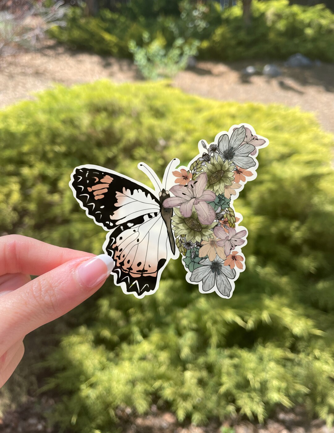 Flower Butterfly Sticker, Monarch Butterfly Waterproof Clear Vinyl ...