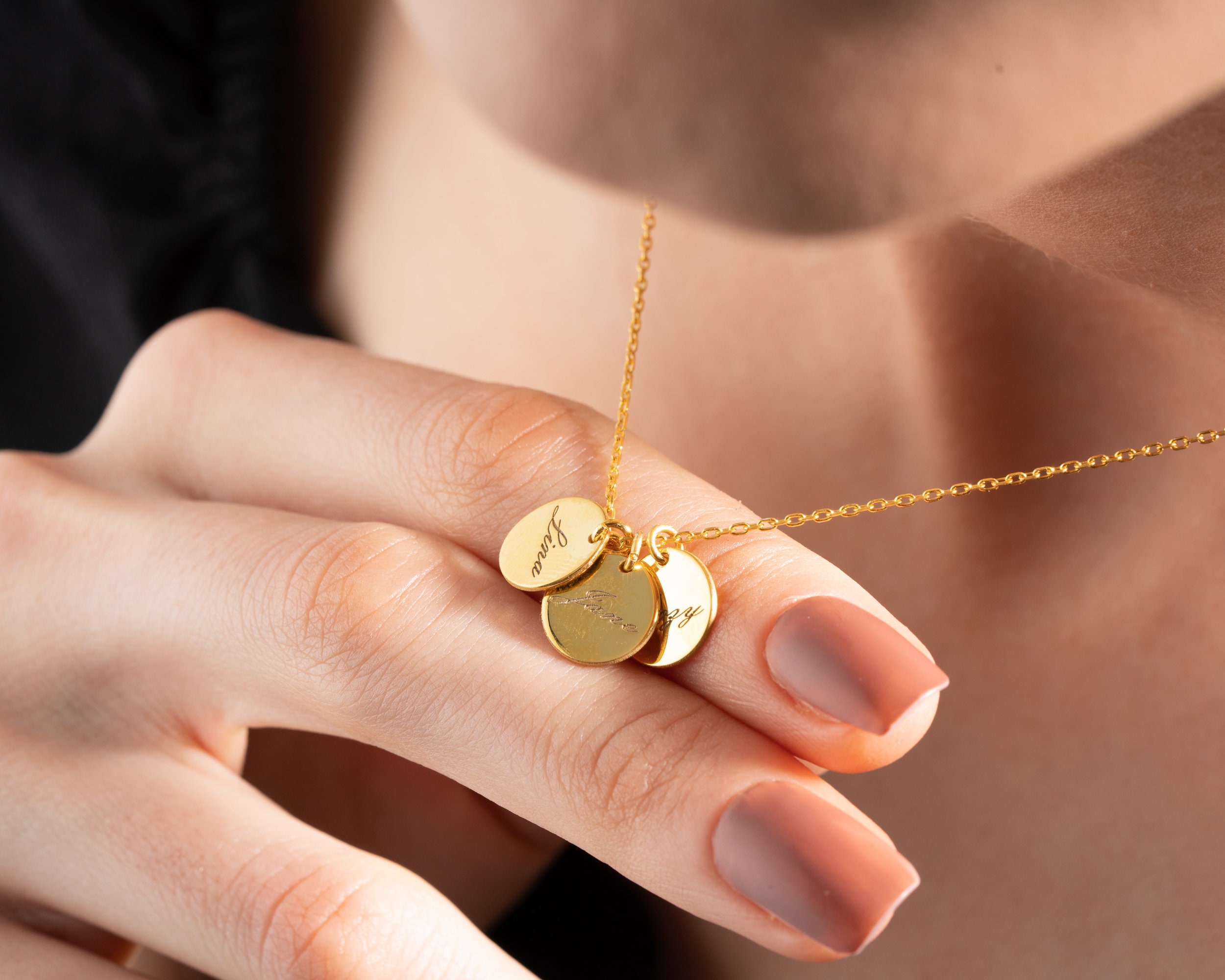 Disc Name Necklace With Birthstone, Letter Necklace,birthstone Necklace ...