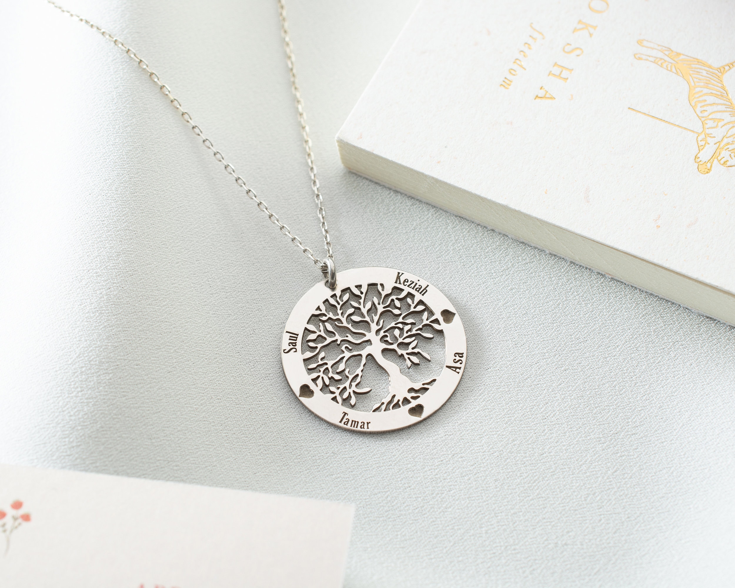 14K Gold Dainty Tree of Life Necklace,silver Family Tree Pendant,family ...