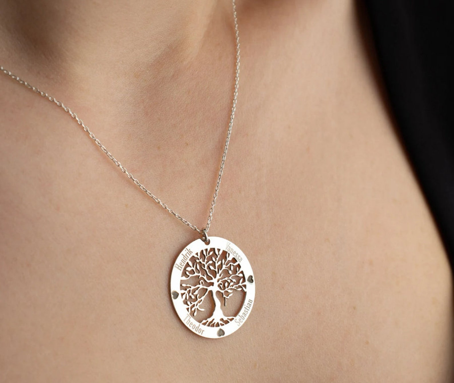 14K Gold Dainty Tree of Life Necklace,silver Family Tree Pendant,family ...
