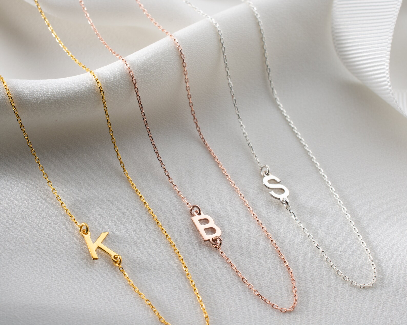 Custom Letter Necklace, Sideways Initials Necklace, Christmas Gift ...