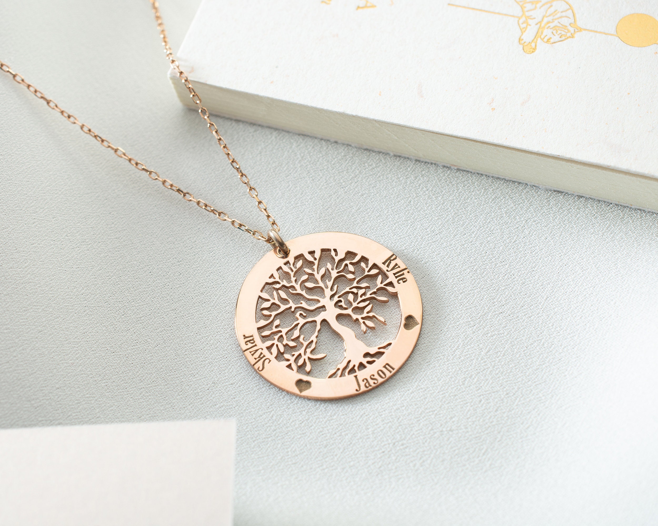 Custom Family Tree Necklace, Personalized Tree of Life Necklace ...