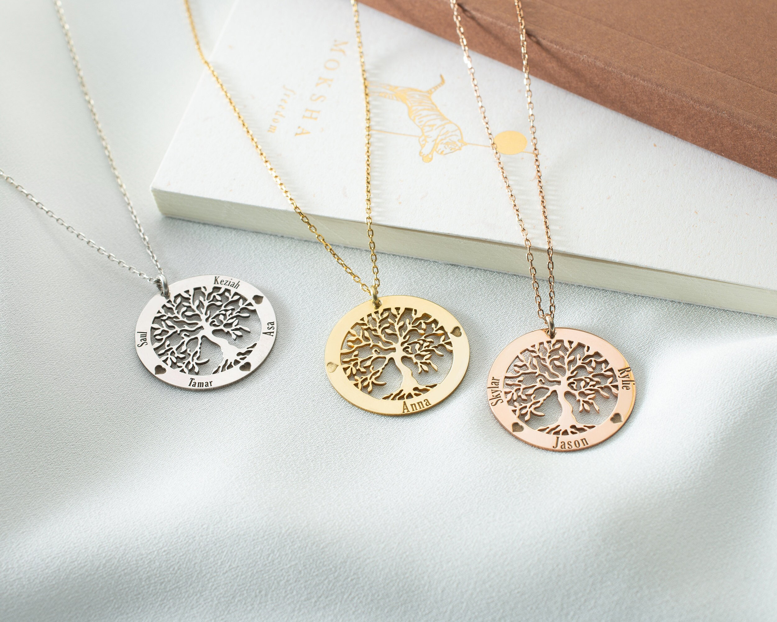 14K Gold Dainty Tree of Life Necklace,silver Family Tree Pendant,family ...